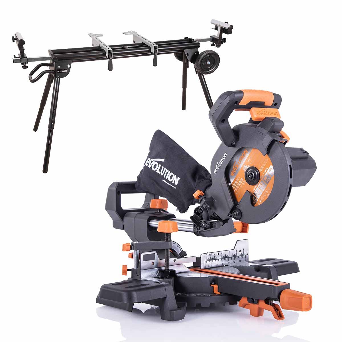 Evolution R185SMS+ 185mm Sliding Mitre Saw & XL Rolling Stand Bundle ...