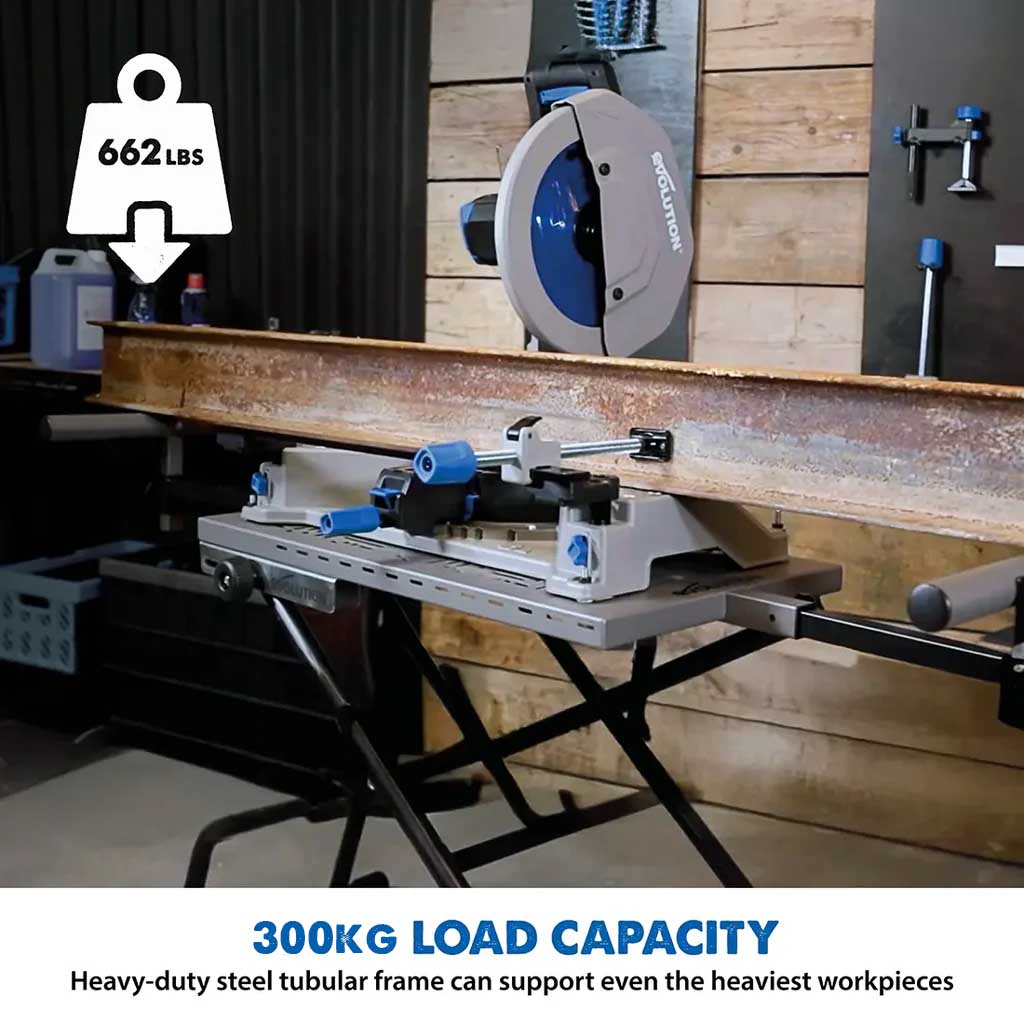 Evolution S355MCS Mitre Chop Saw Wheeled Stand With Powerlift Assist ...
