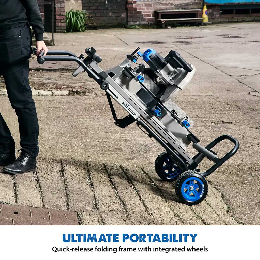 Evolution S355MCS Mitre Chop Saw Wheeled Stand With Powerlift Assist ...