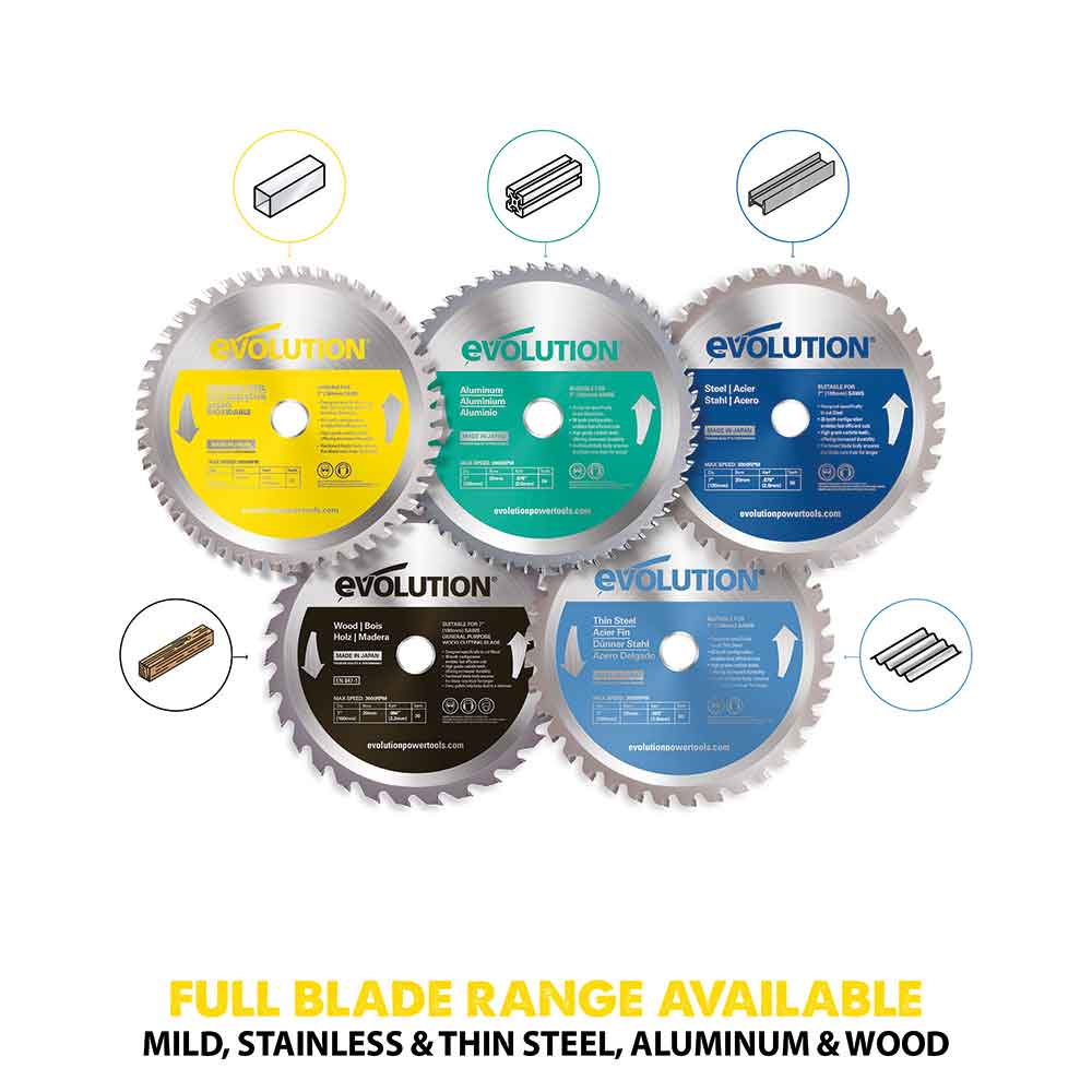 Evolution 180mm Stainless Steel Cutting 48T TCT Circular Saw Blade ...