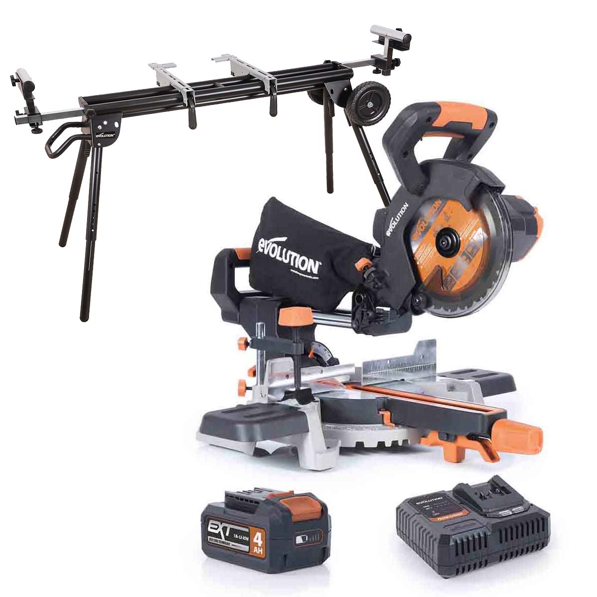 Evolution Cordless R185SMS-Li 185mm Sliding Mitre Saw & Evolution XL R ...