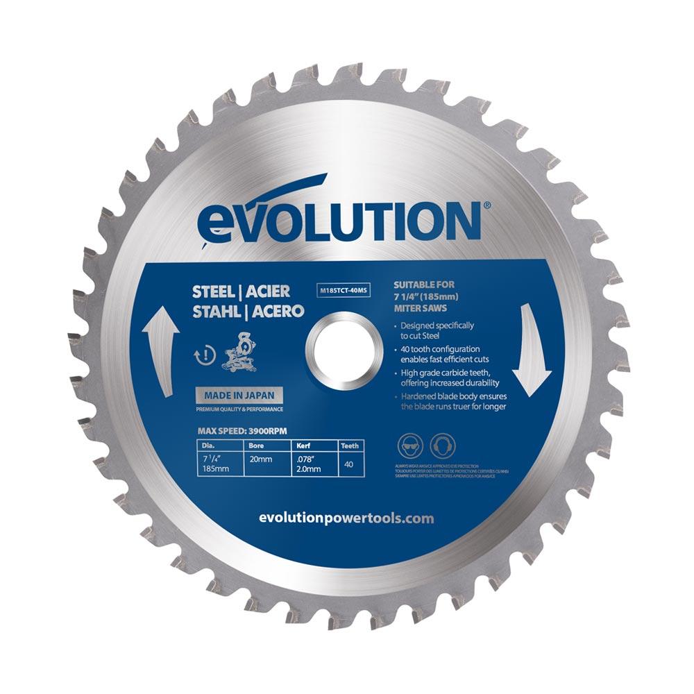 Evolution 185mm Mild Steel Cutting 40T TCT Mitre & Chop Saw Blade ...