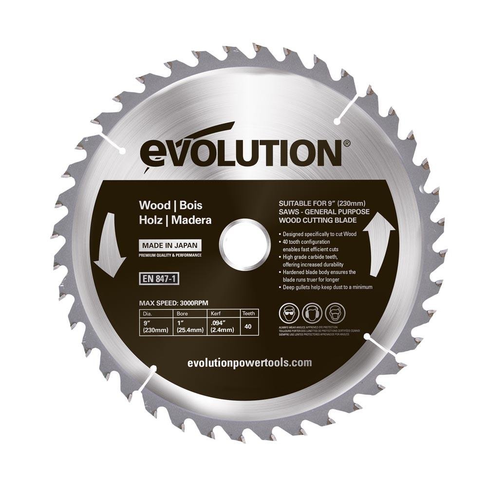 Evolution 230mm General Wood Cutting 40T Circular Saw Blade (EVOSaw230 ...