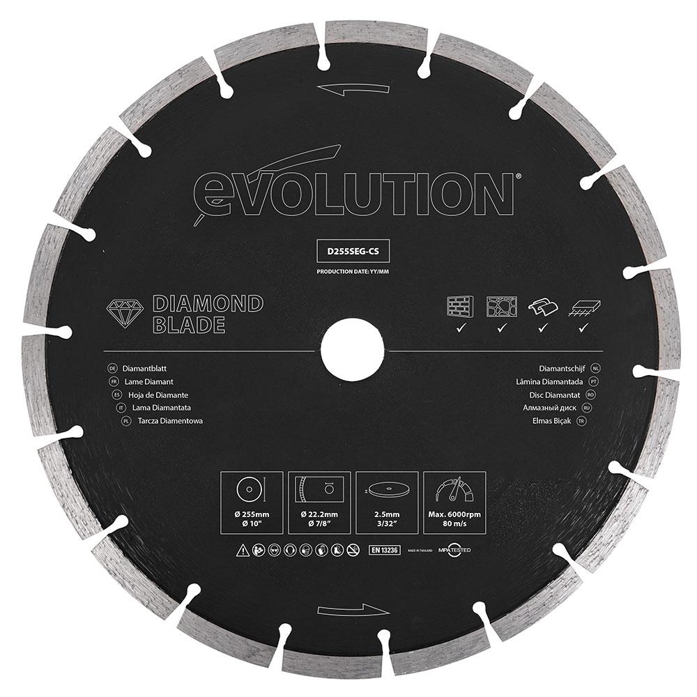 Evolution 255mm Segmented Edge, 22.2mm Bore, Concrete, Stone, Brick ...