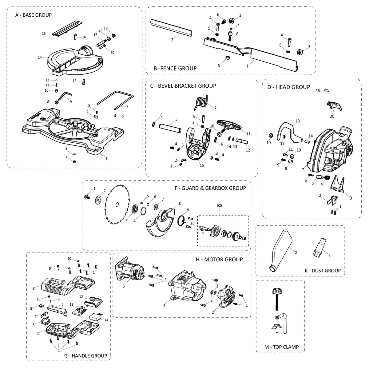 Evolution R185CMS-Li Spare Parts — Evolution Power Tools UK