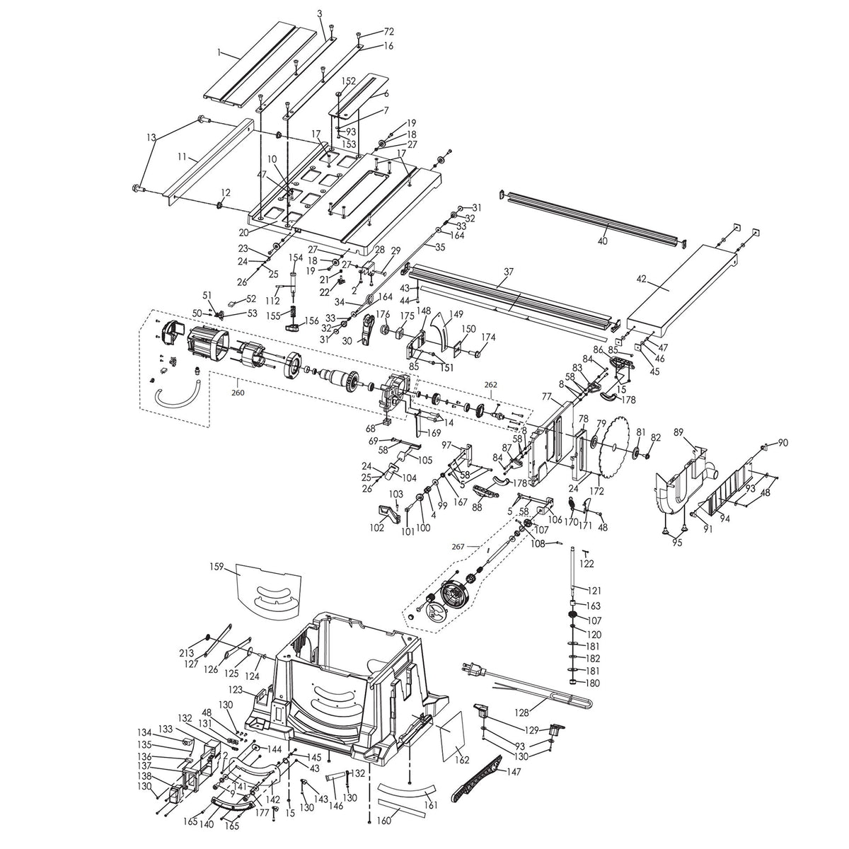 Evolution R255PTS Spare Parts (Table Top & Body) — Evolution Power Tools UK