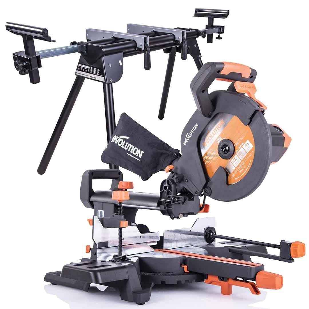 Evolution R255SMS+ 255mm Sliding Compound Mitre Saw & Stand Bundle ...